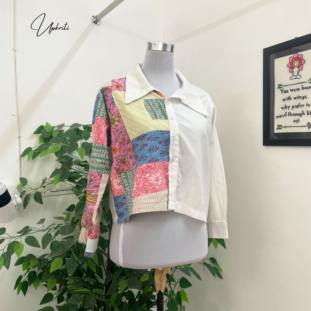 White Patchwork Shirt – Upkriti